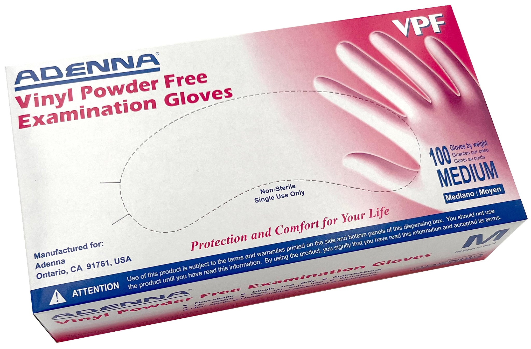 Adenna Vinyl Exam Gloves, PF 3.9 mil | $5.99/Box of 100 Gloves