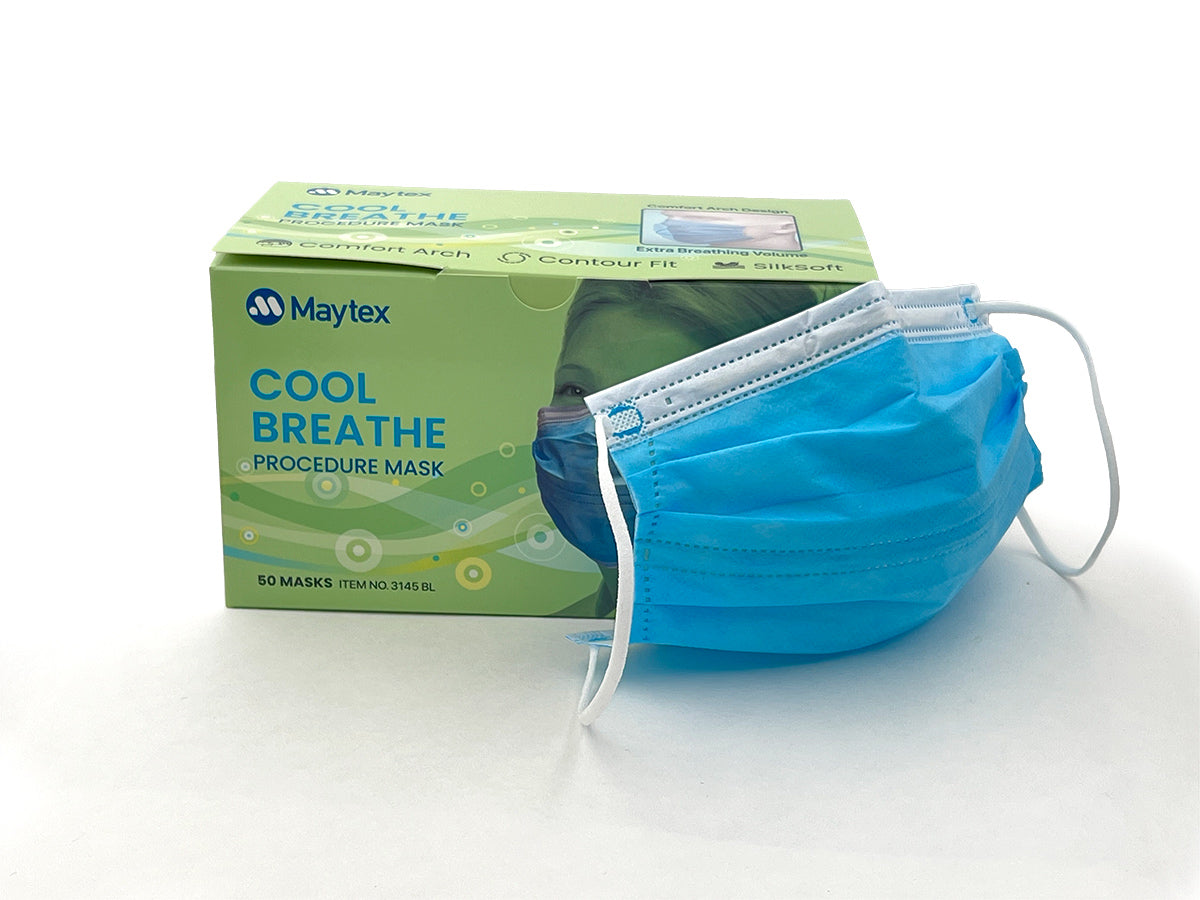Maytex Cool Breathe Ear-loop Exam Masks - Blue 50/box ASTM Level 3 (31